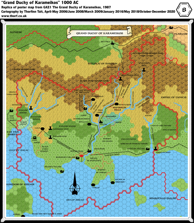 Karameikos, 8 miles per hex | Atlas of Mystara