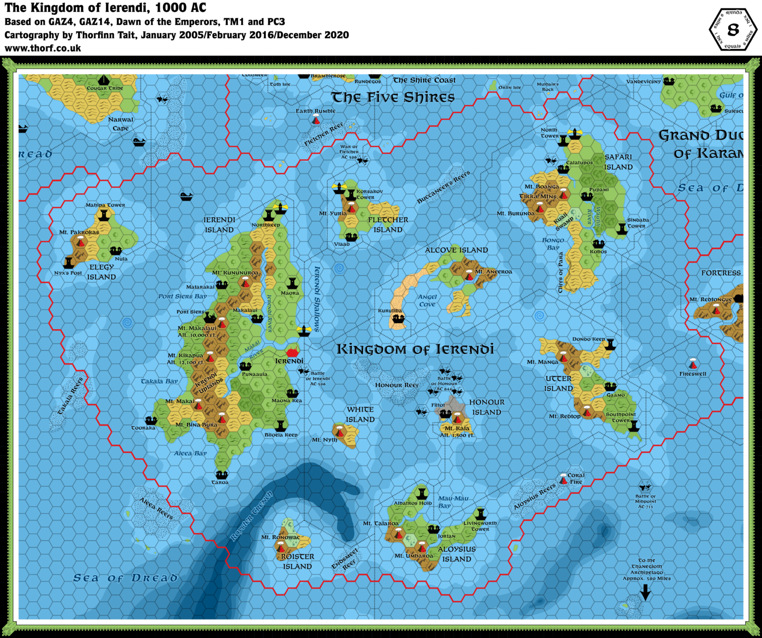 Ierendi, 8 miles per hex | Atlas of Mystara