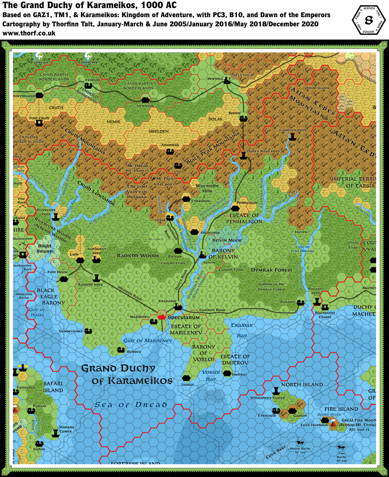 Karameikos, 8 miles per hex | Atlas of Mystara