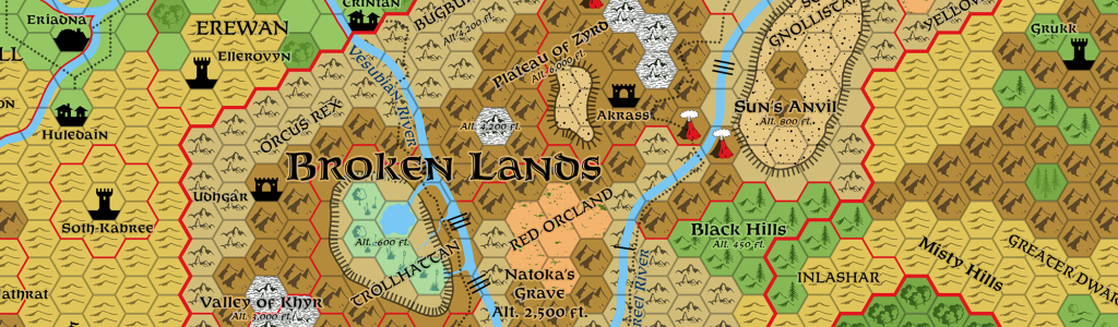 Broken Lands, 8 miles per hex | Atlas of Mystara