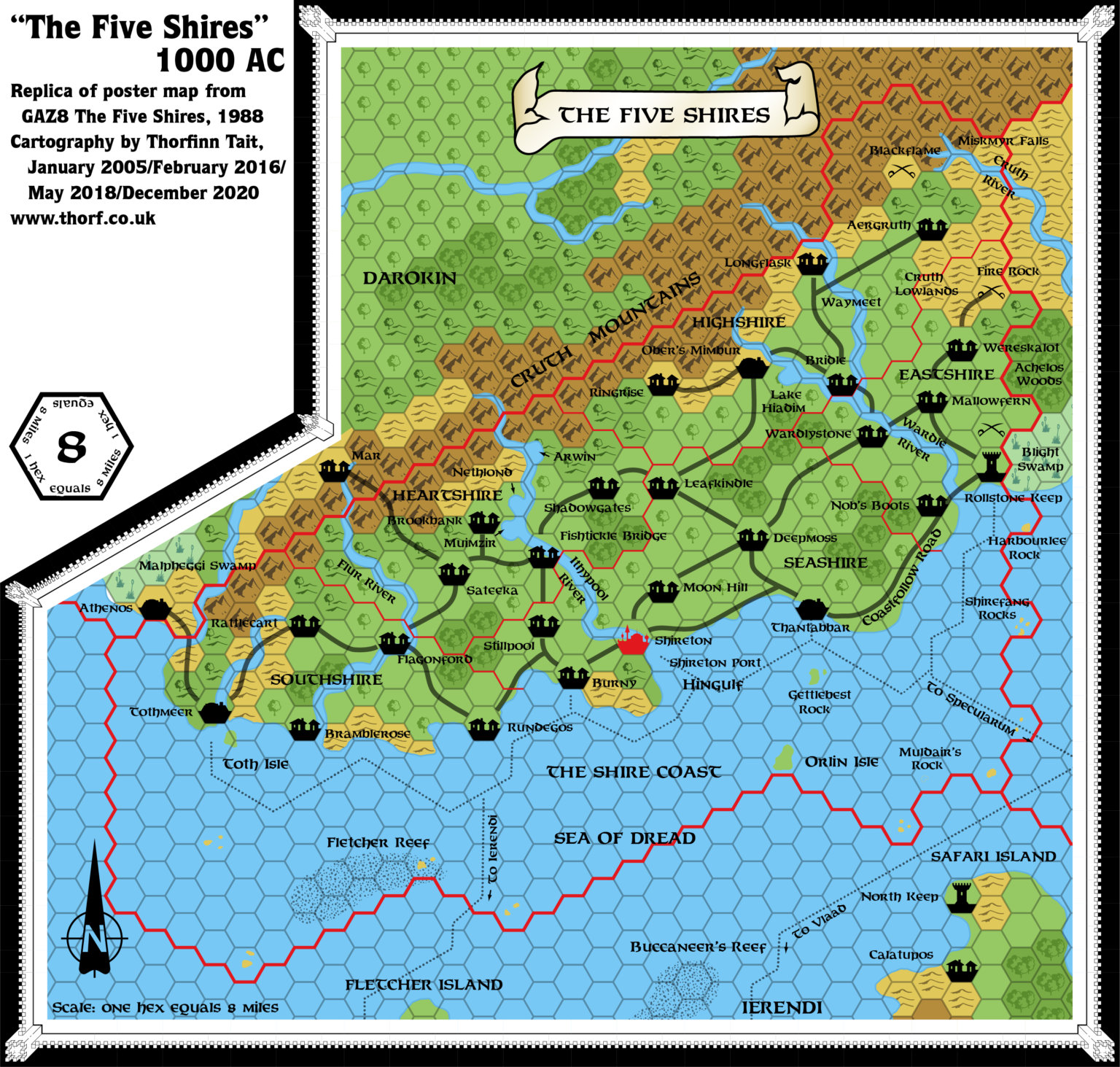 GAZ8 Five Shires, 8 miles per hex | Atlas of Mystara