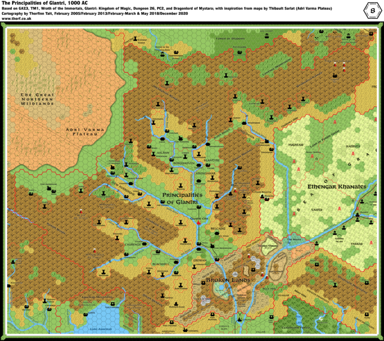 Glantri, 8 miles per hex | Atlas of Mystara