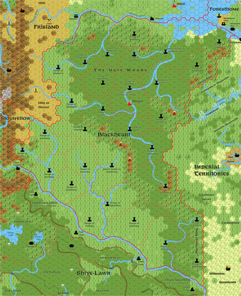 8 mile per hex map of Alphatia in 1000 AC. | Atlas of Mystara