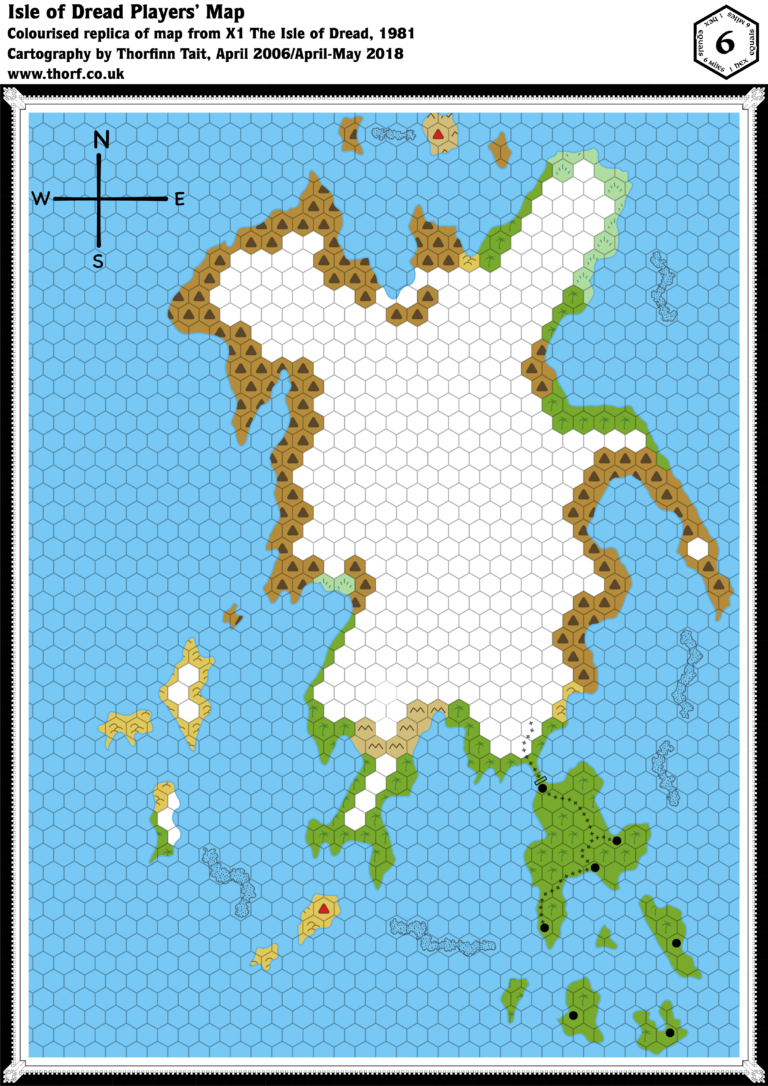 X1 (1981) Isle of Dread, 6 miles per hex | Atlas of Mystara