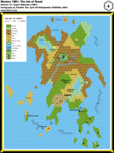 Isle of Dread, 4 miles per hex (1981) | Atlas of Mystara