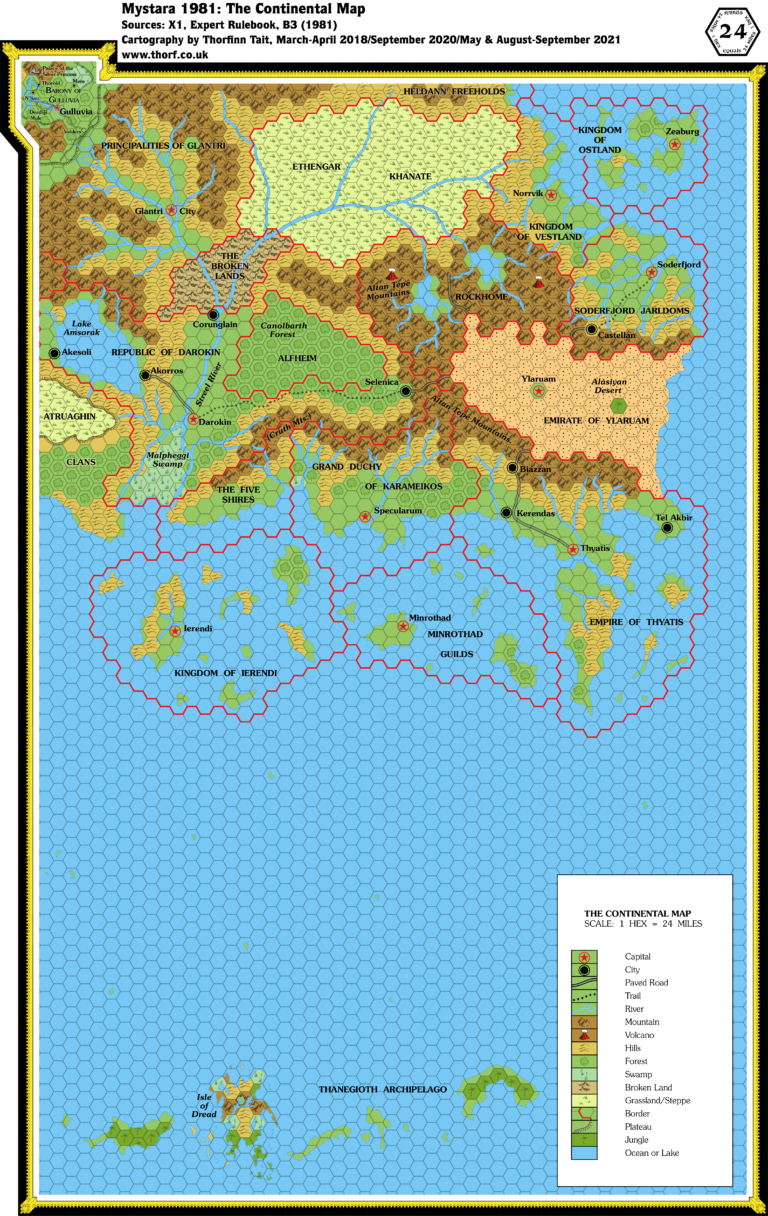 Expert Set (1983) Known World, 24 mph | Atlas of Mystara