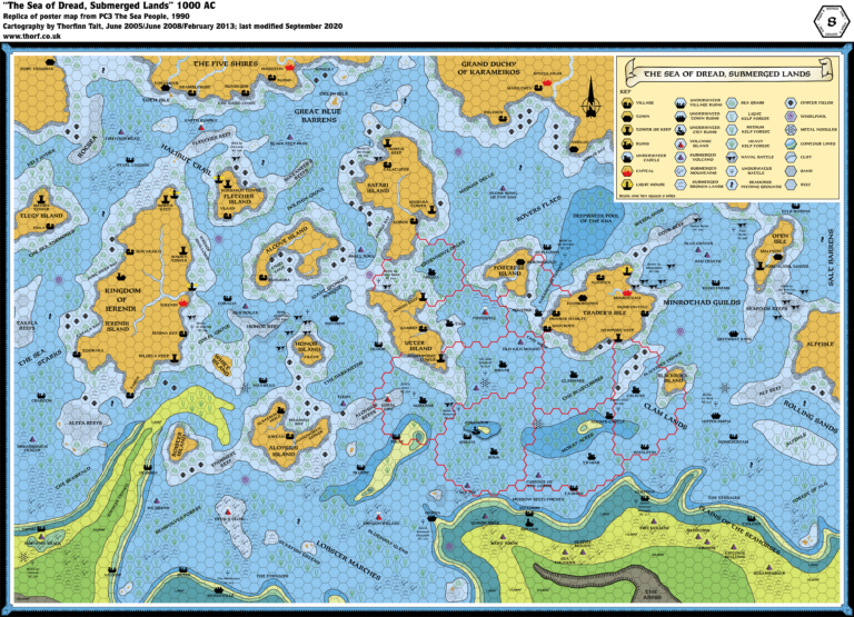 PC3 Sea of Dread Submerged Lands 8 mi/hex | Atlas of Mystara