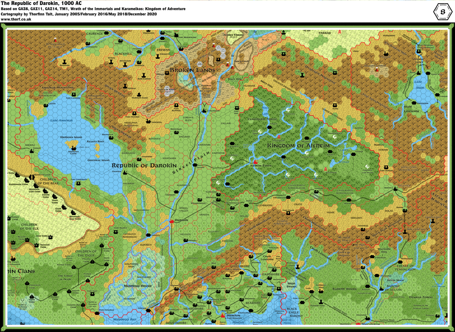Darokin, 8 miles per hex | Atlas of Mystara