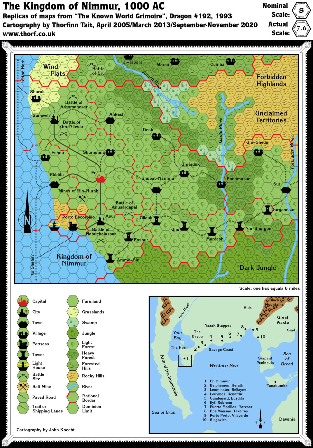 Dragon 192 Nimmur, 8 miles per hex | Atlas of Mystara