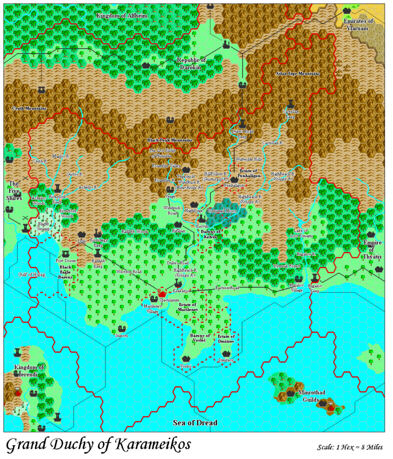 Adamantyr’s Karameikos, 8 miles per hex | Atlas of Mystara
