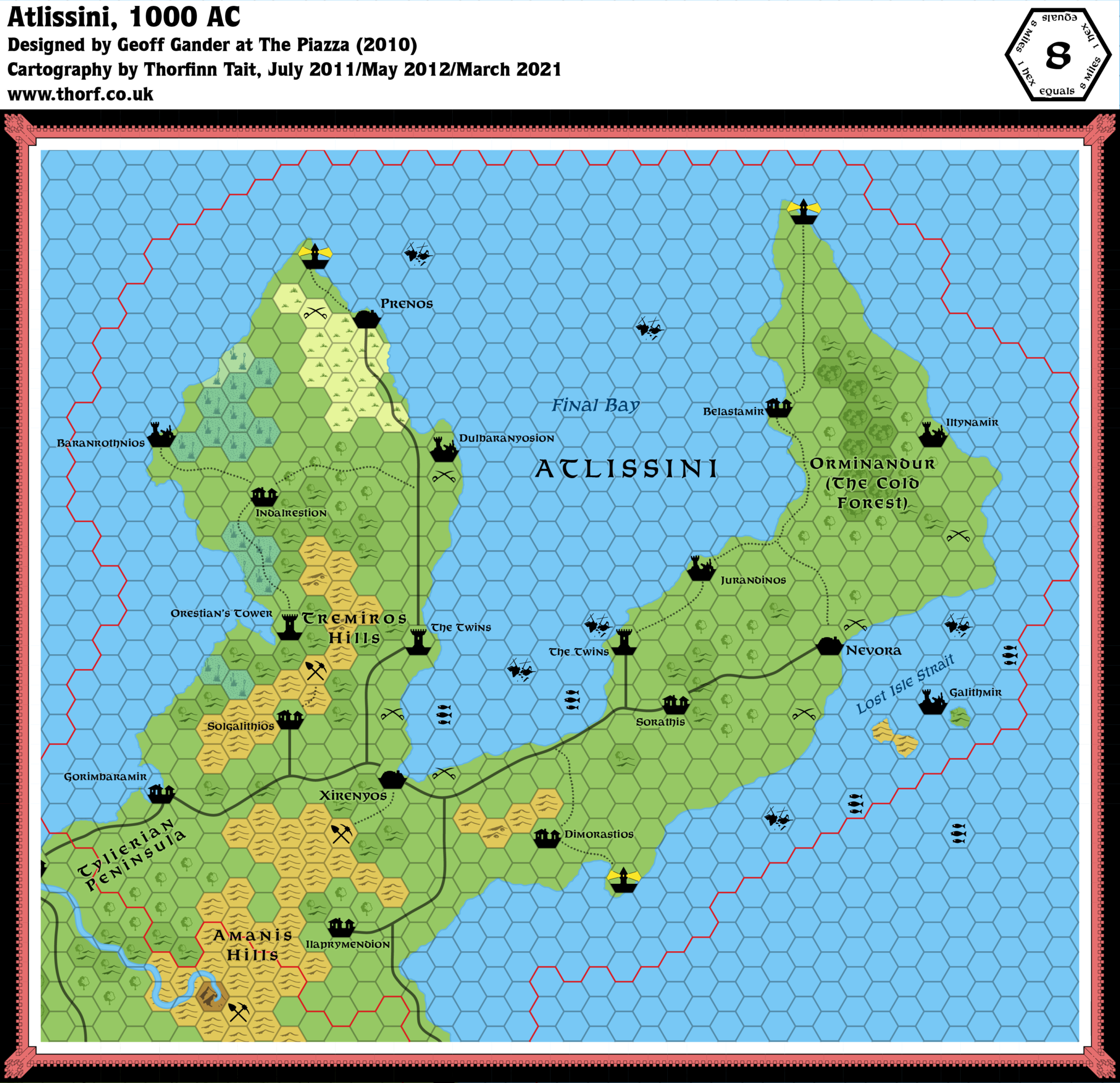 Geoff’s Atlissini, 8 miles per hex | Atlas of Mystara