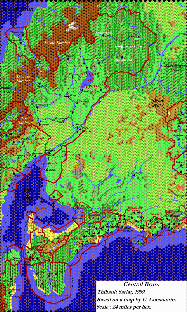 Thibault’s Western Brun, 24 miles/hex | Atlas of Mystara