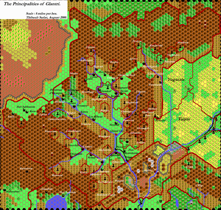Glantri, 8 miles per hex | Atlas of Mystara