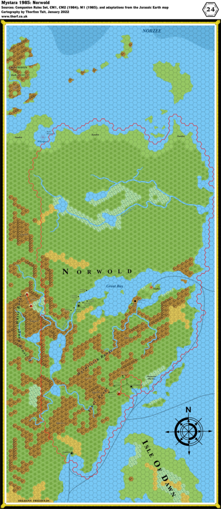 Norwold, 24 miles per hex (1985) | Atlas of Mystara