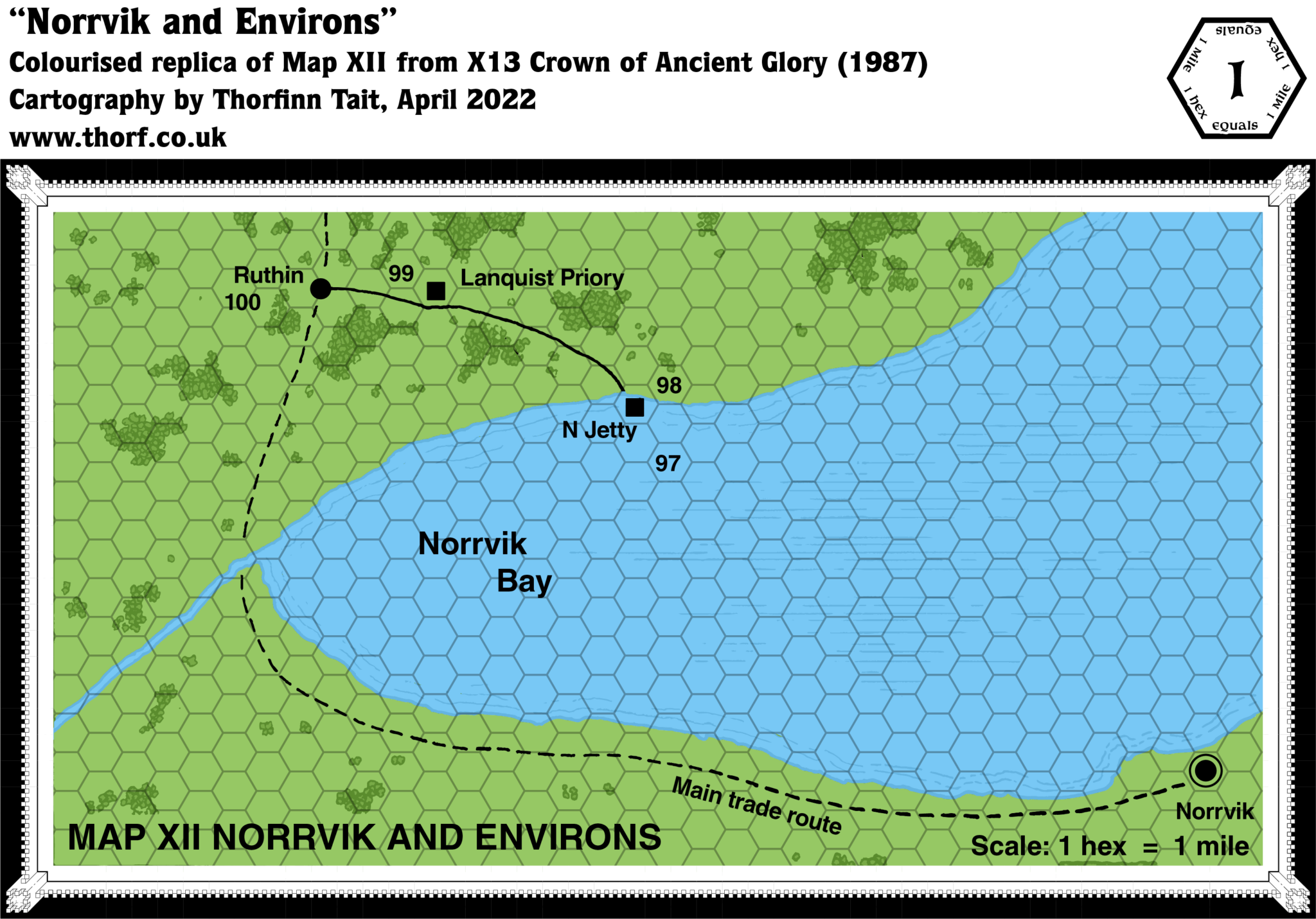 X13 Norrvik Area, 1 mile per hex | Atlas of Mystara