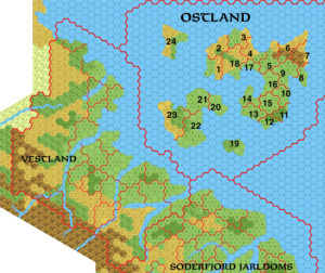 Colourised replica of GAZ7’s overview map of Ostland, 8 miles per hex ...