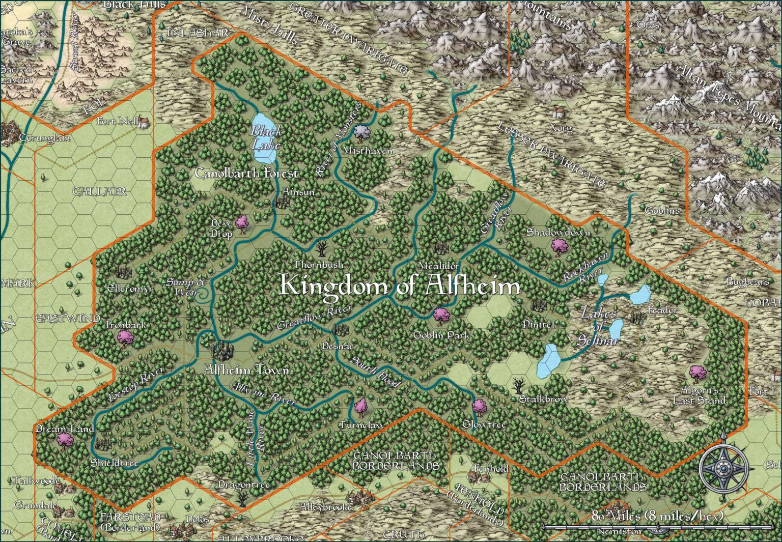 Alfheim, 8 miles per hex | Atlas of Mystara
