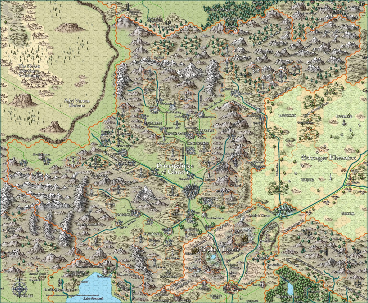 Jason Hibdon’s Glantri, 8 miles per hex | Atlas of Mystara