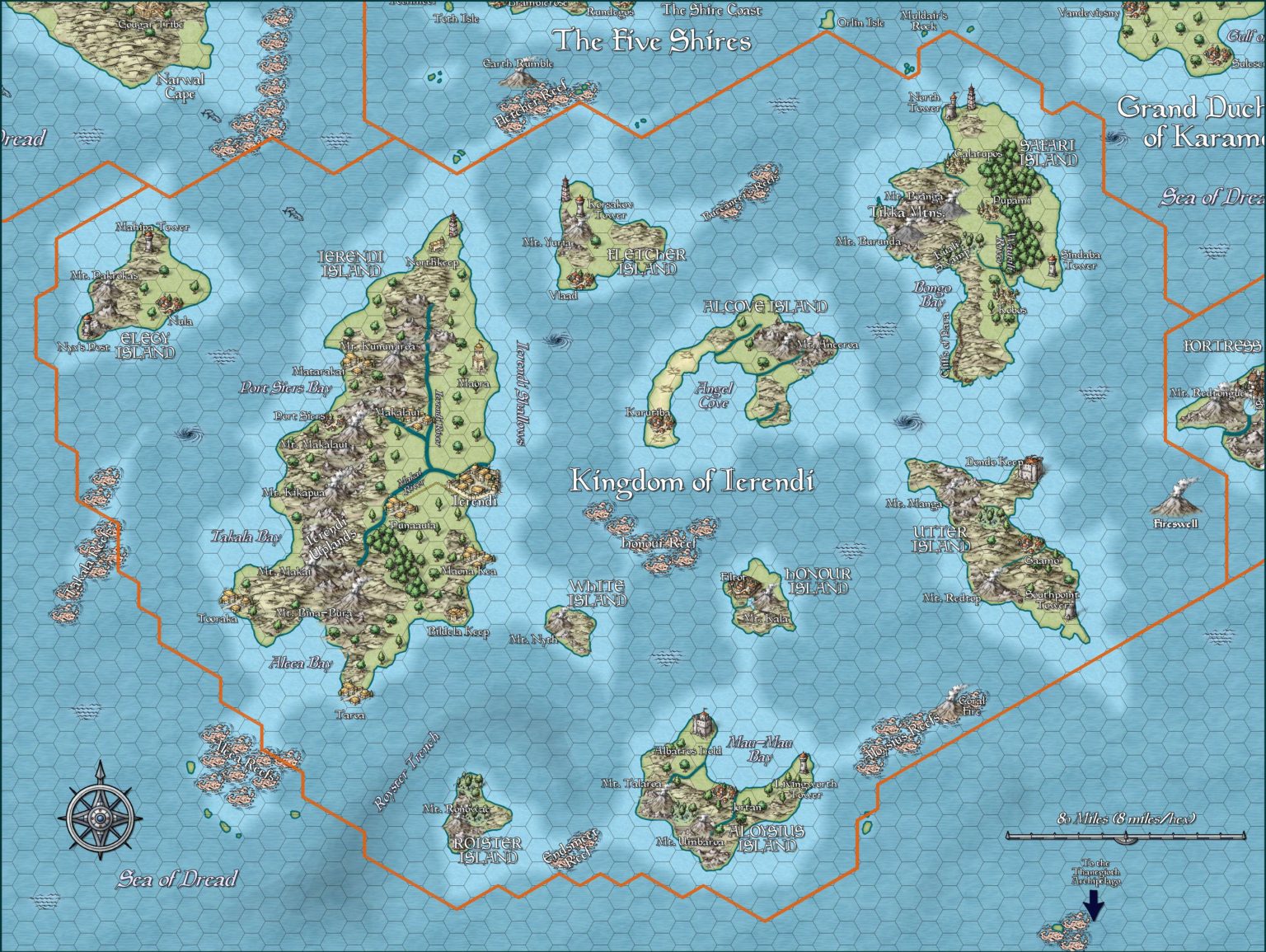 GAZ4 Ierendi, 8 miles per hex | Atlas of Mystara