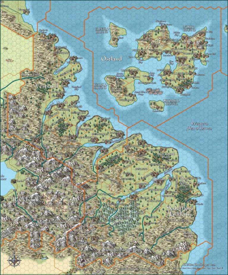 GAZ7 Northern Reaches, 8 miles per hex | Atlas of Mystara