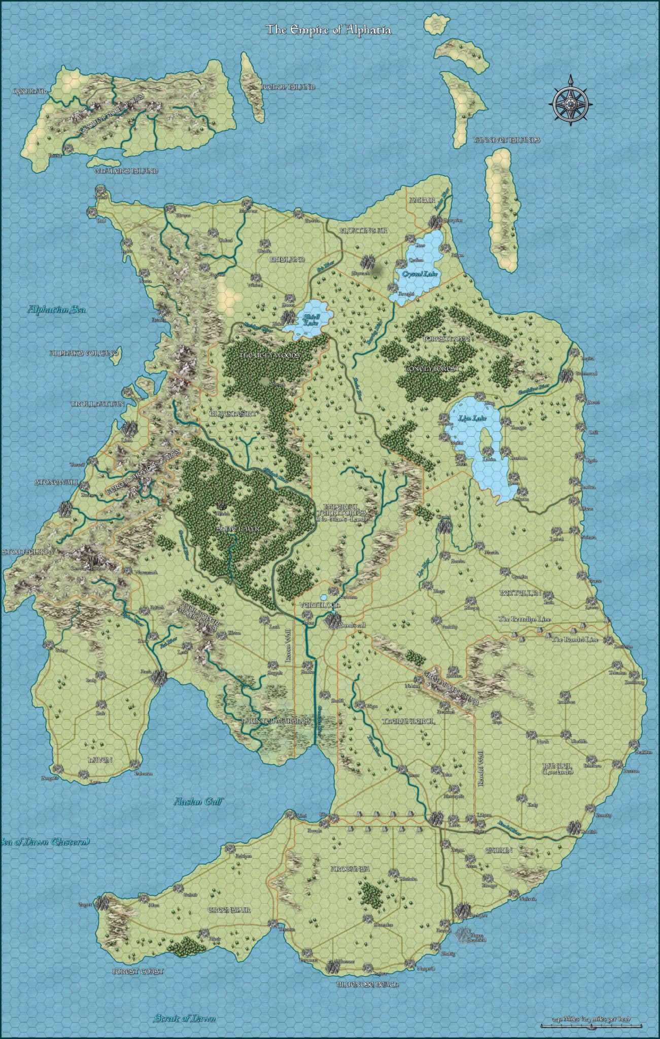Dawn of the Emperors Alphatia, 24 mi/hex | Atlas of Mystara