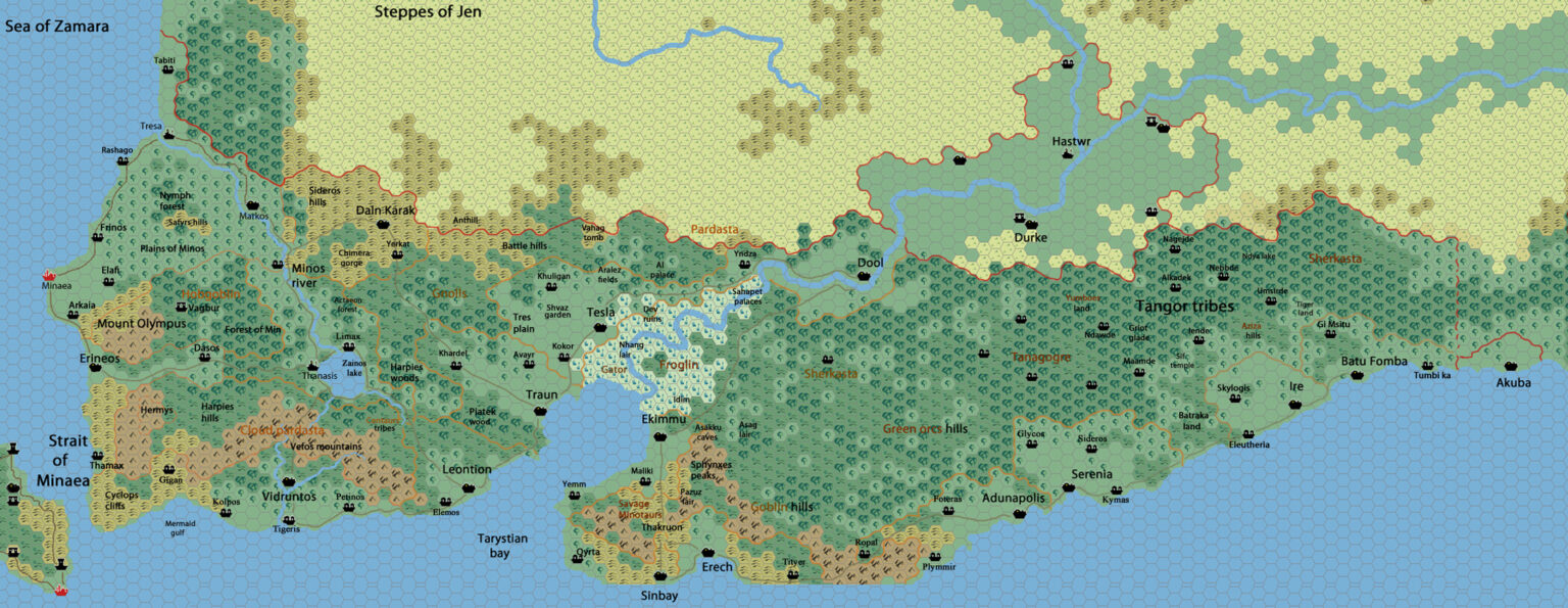 Sturm’s Minaea, 24 miles per hex | Atlas of Mystara