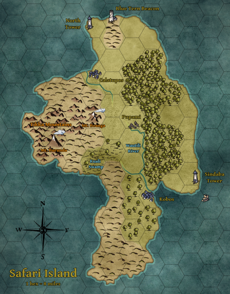 sirjonsnow's Safari Island, 8 miles/hex | Atlas of Mystara