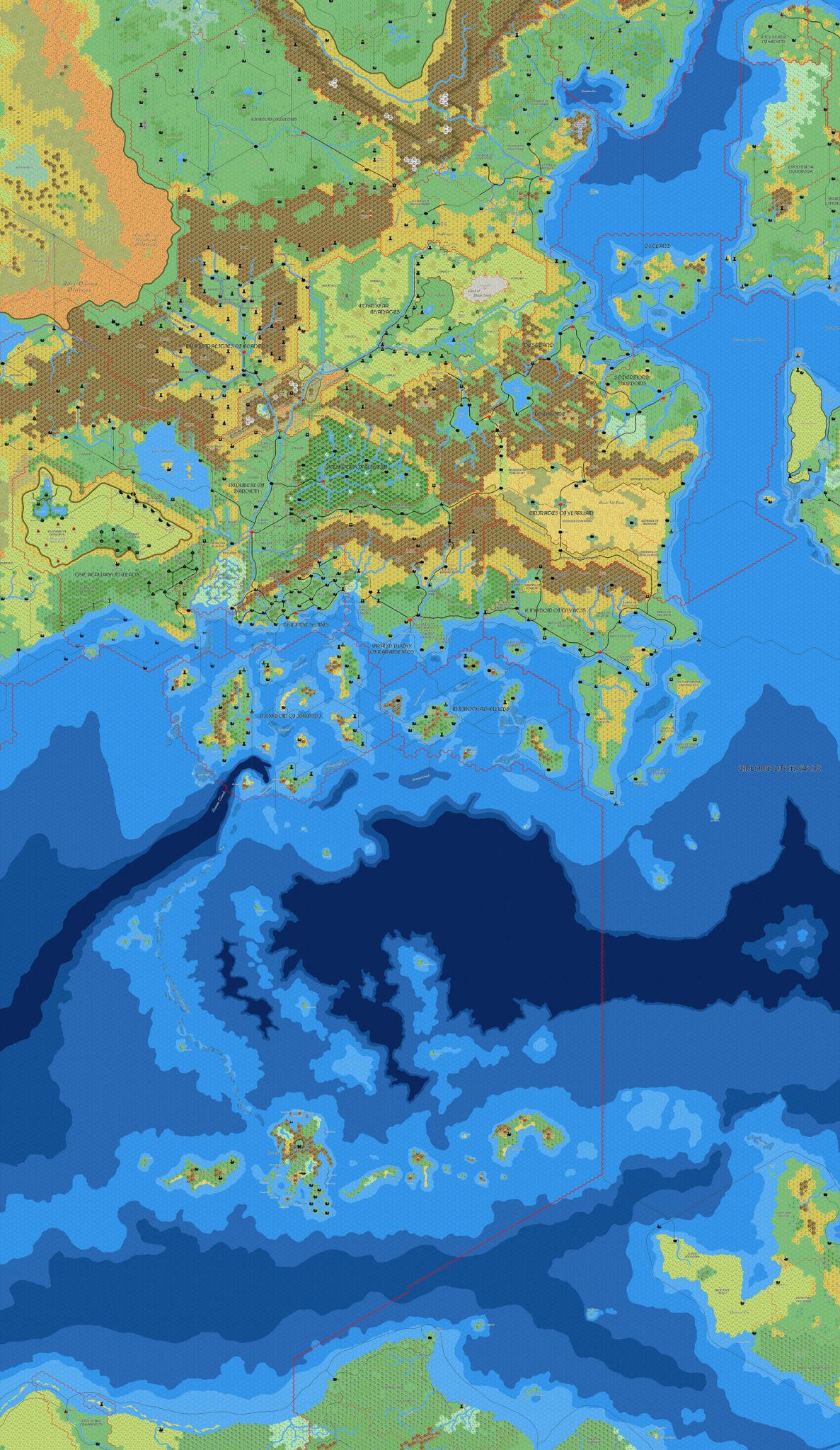 Known World Trail Map, 8 miles per hex | Atlas of Mystara