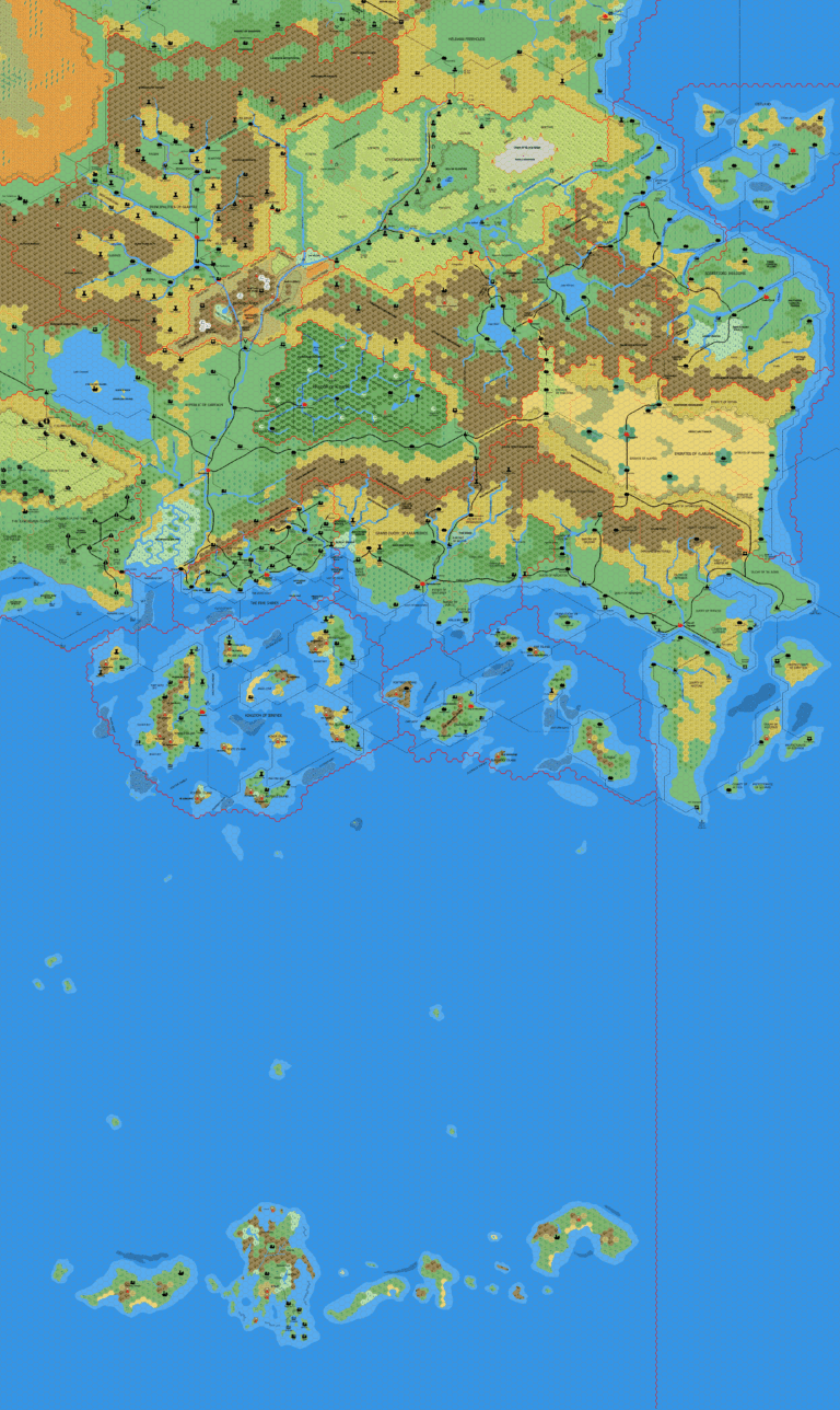 Mark’s Known World and Sea of Dread, 8 miles per hex | Atlas of Mystara