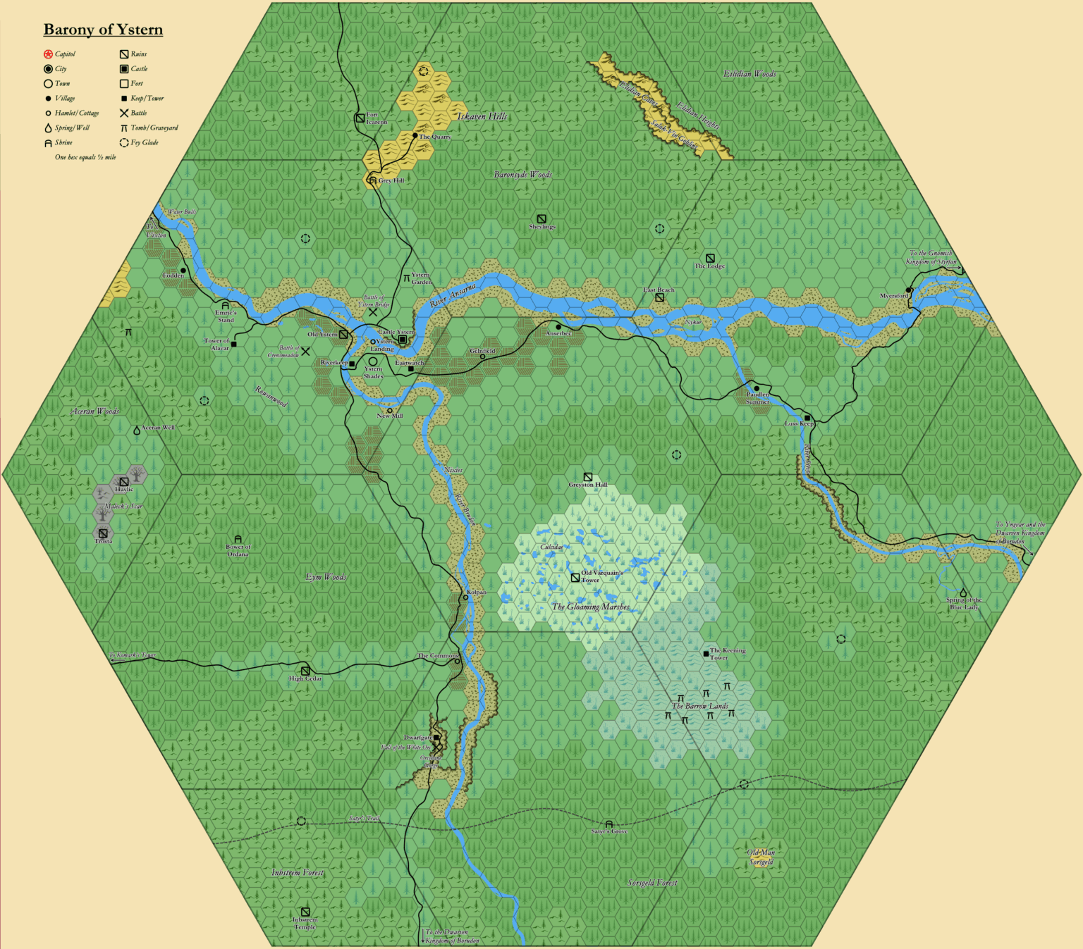 Mark’s Ystern, 0.5 miles per hex | Atlas of Mystara