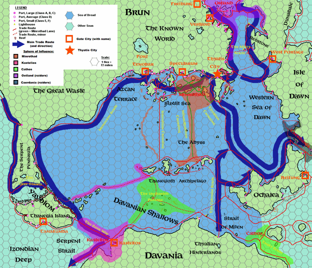 LoZompatore’s Gate Cities of the Sea of Dread, 72 miles per hex | Atlas ...