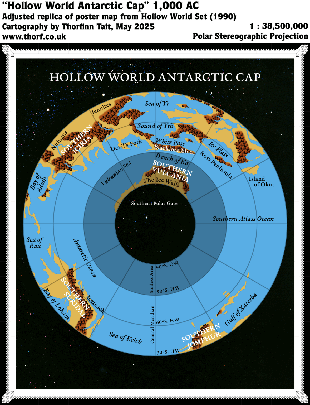 Adjusted Replica Map of the Hollow World Set Hollow World Antarctic Cap ...